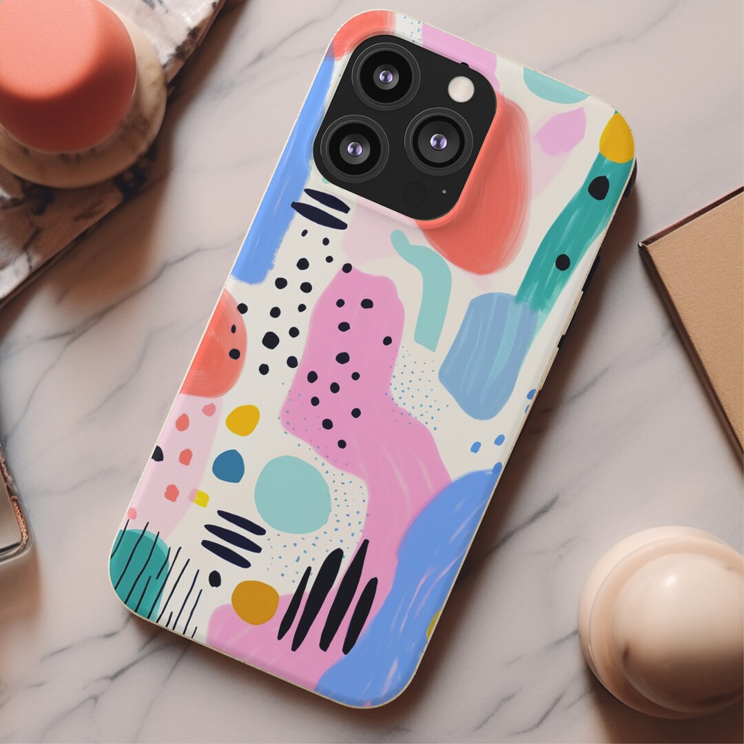 Plastic-free Geometric Shapes Phone Case, Eco-friendly Colourful ...