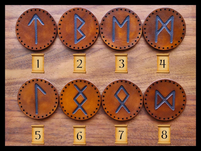Personalised Elder Futhark Runes 2 Leather Patches sew on & Hook and ...