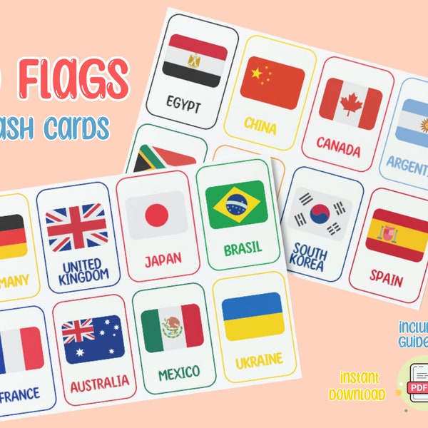 Printable Country Flash Cards - Etsy