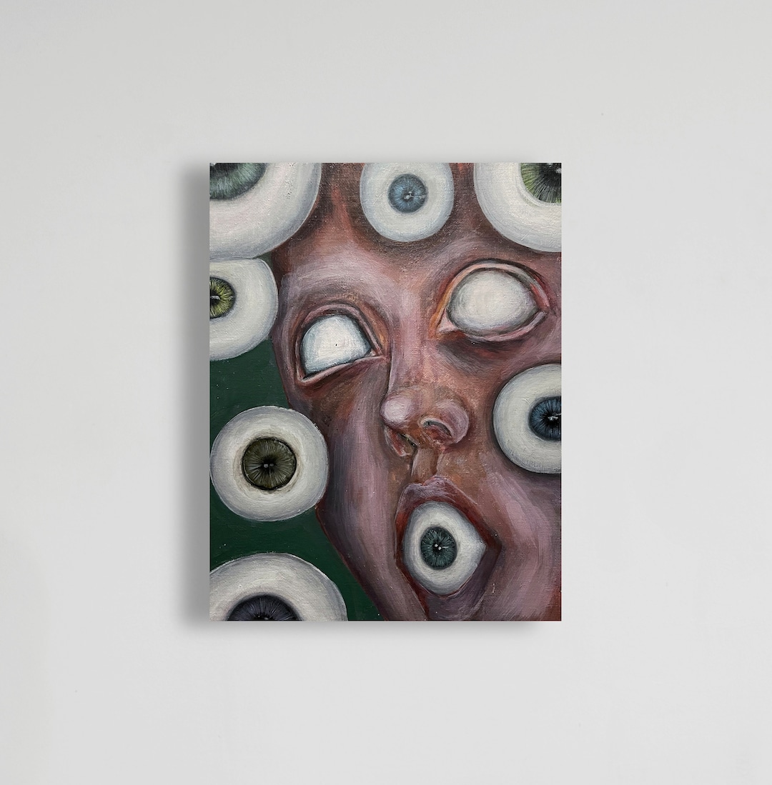 Original Acrylic Painting Multi-eyed Creature Home Decor - Etsy