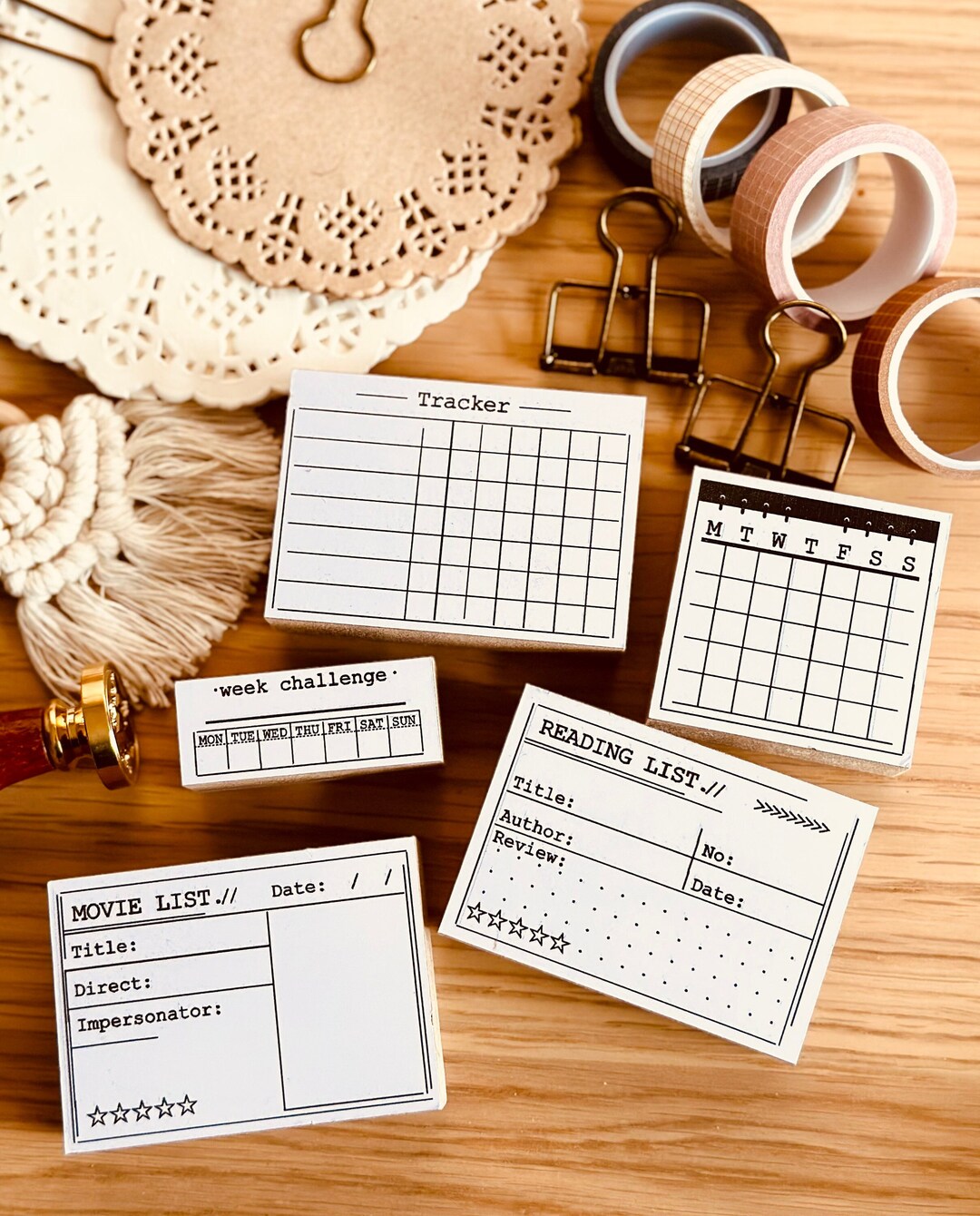 Tracker Stamp | Wooden Rubber Stamp | Journal Stamps | Bullet Journal ...