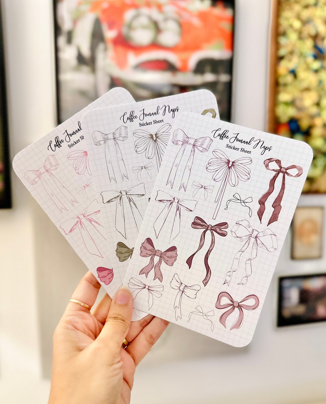 Vintage Coquette Bow Sticker Sheet, Gift for Her Sticker, Bow Stickers ...