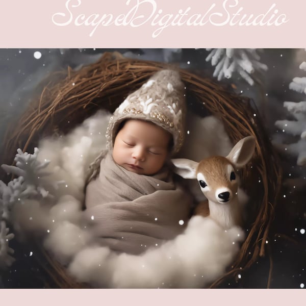 Christmas Newborn Digital Backdrop - Etsy