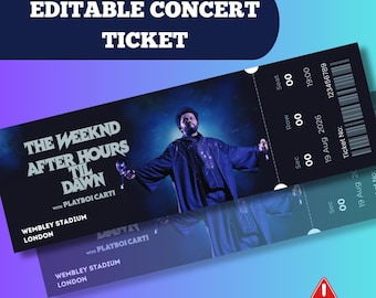 The Weeknd After Hours Till Down Ticket | Editable Canva Template ...