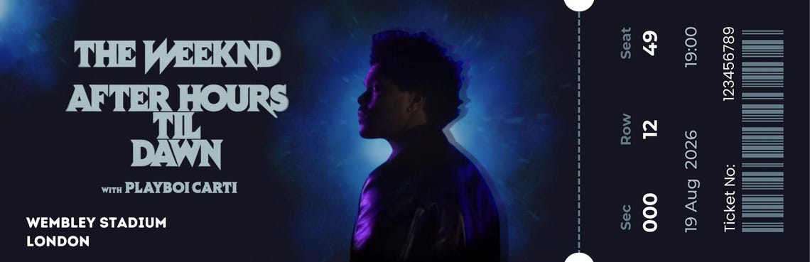 The Weeknd After Hours Till Down Ticket | Editable Canva Template ...
