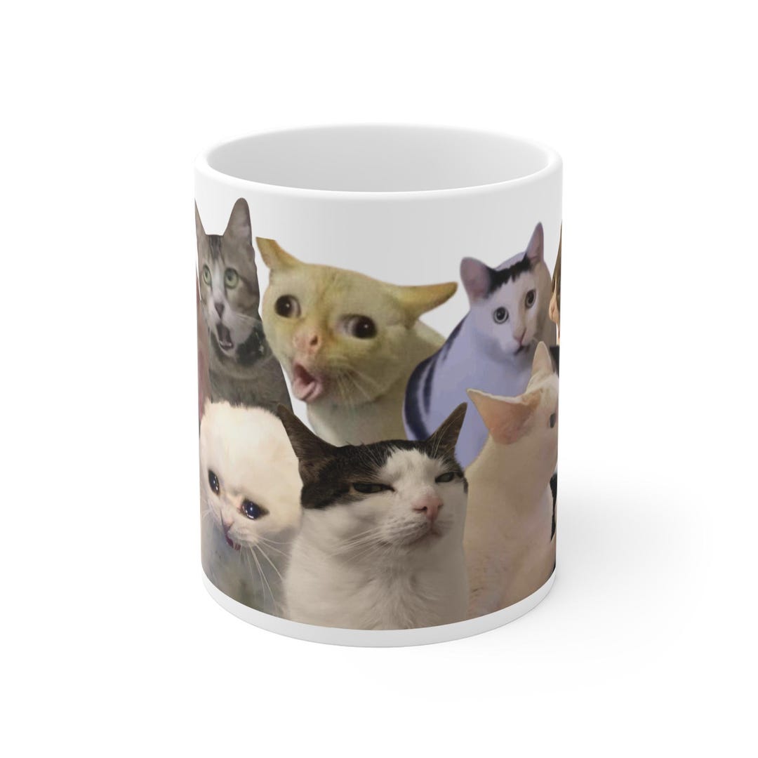Cat Meme Mug | Crying Cat| Screaming Cat | Funny Cat Mug |meme Mug ...