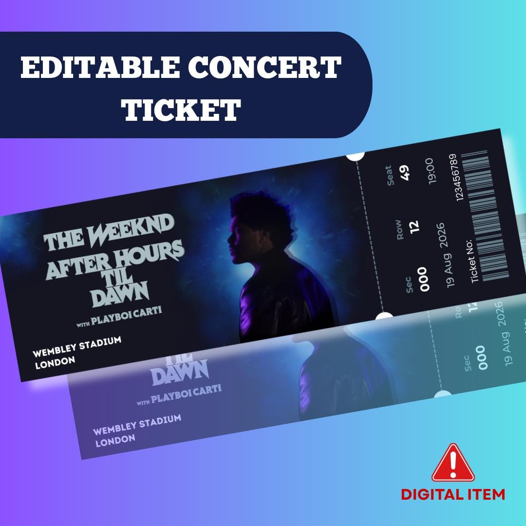 The Weeknd After Hours Till Down Ticket | Editable Canva Template ...