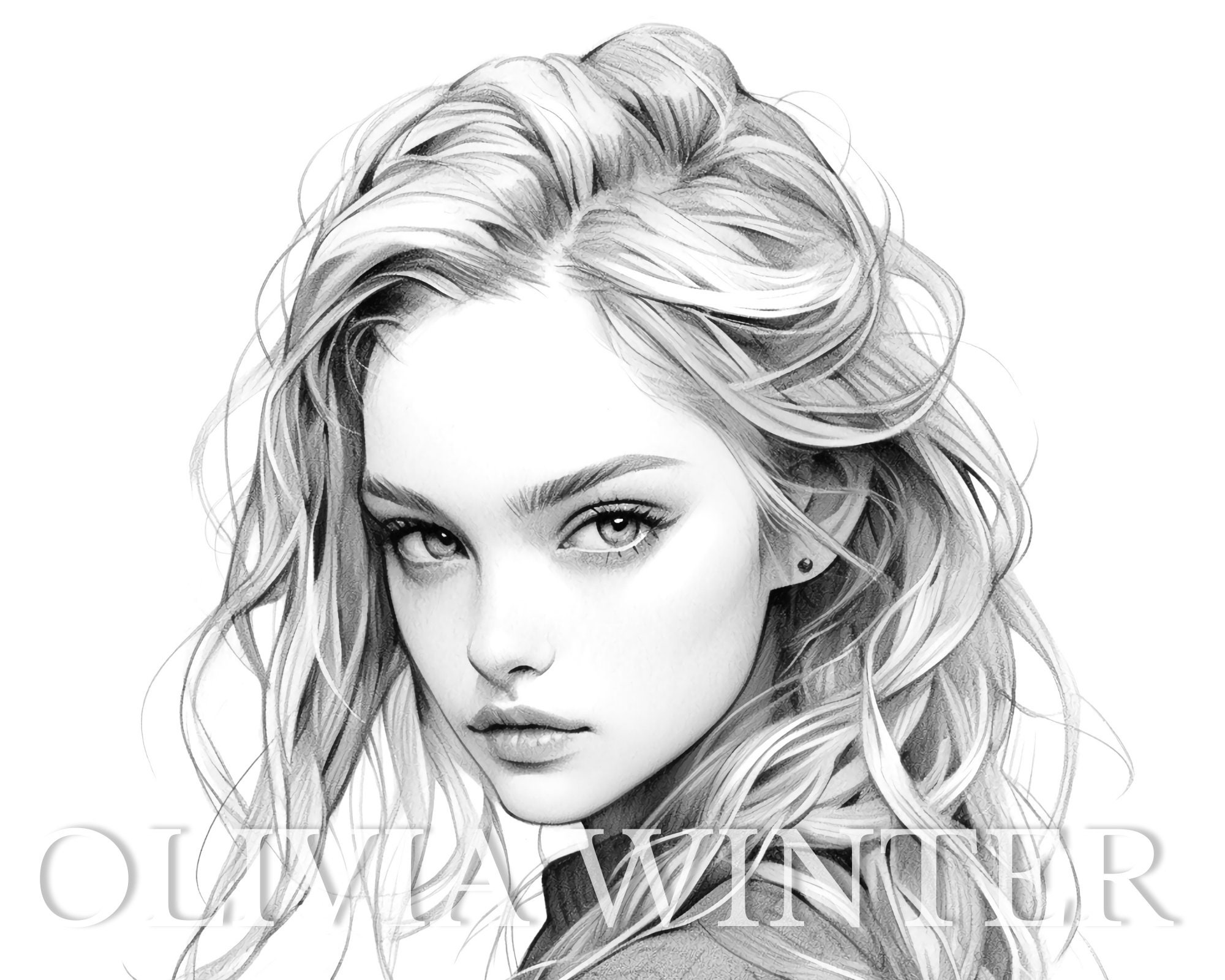 Beautiful Girl Coloring Pages for Adult, Instant Download Illustration ...