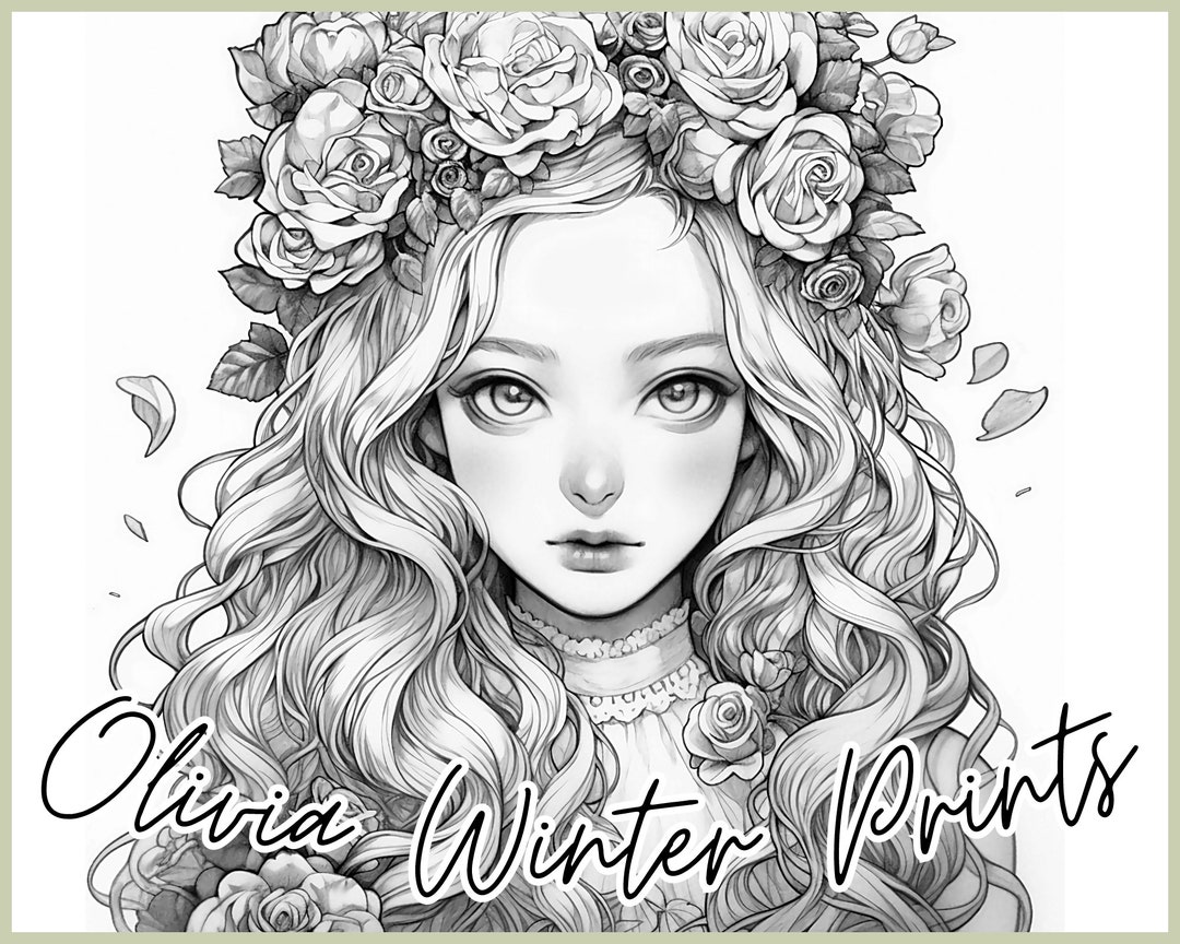 Coloring Page for Adult, Beautiful Women and Flower Coloring Pages ...