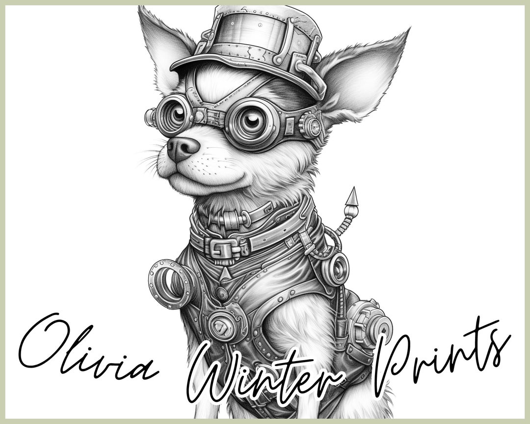 Steampunk Dog Coloring Pages Printable, Steampunk Animal Coloring Pages ...