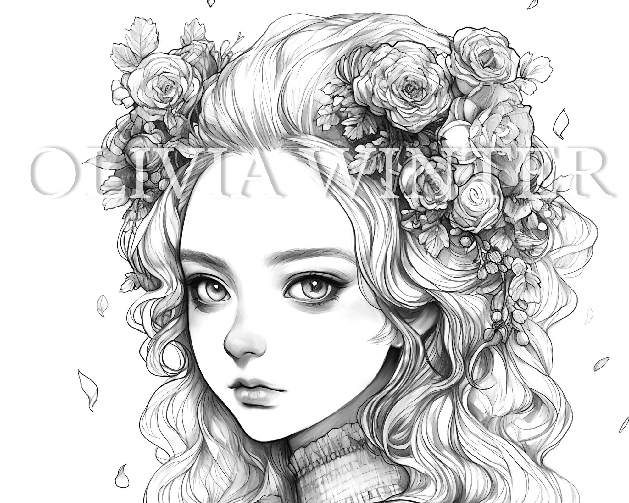 Coloring Page for Adult Beautiful Women Coloring Pages - Etsy