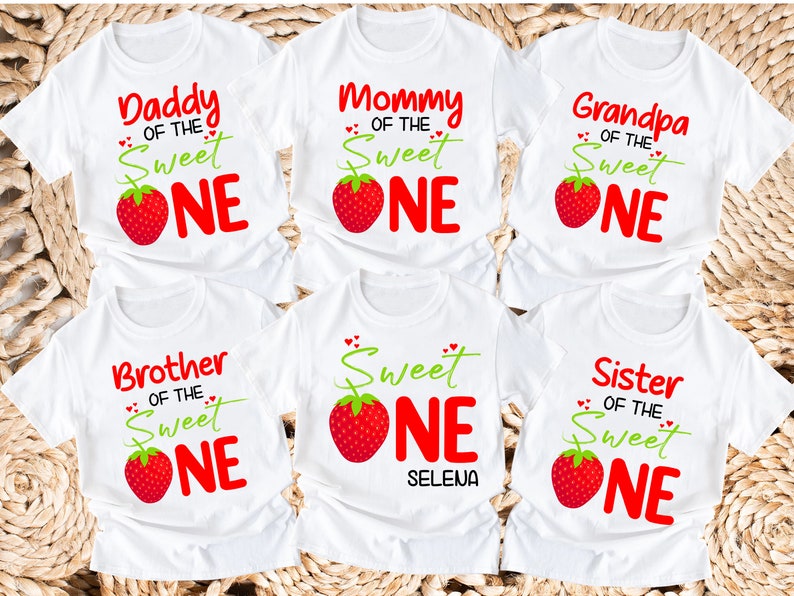 Sweet One Strawberry Family Birthday Shirt, Birthday Girl Party Shirts ...