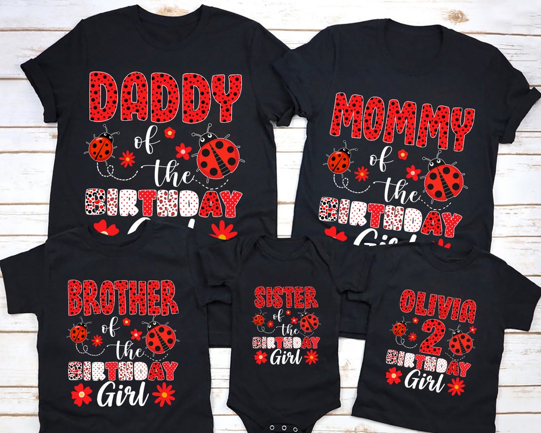 Family Matching Ladybug Girl Birthday Shirts, Birthday Girl Shirt ...