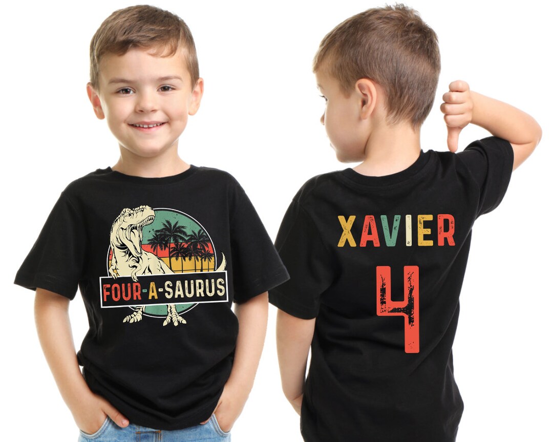 Four A Saurus Birthday T-shirt, 4th Birthday Boy, Fourasaurus Dinosaur ...
