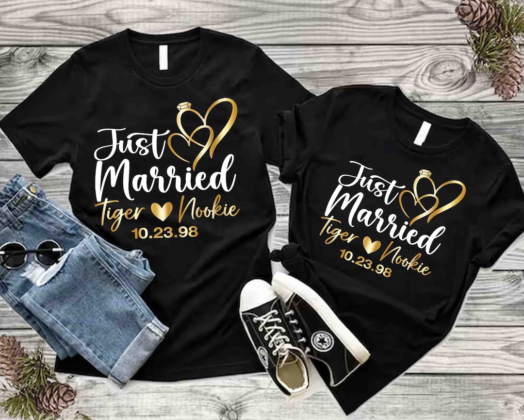 Personalized Just Married Shirts, Husband and Wife Couples Honeymoon ...
