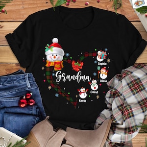 Custom Christmas Grandma Snowman Shirt, Christmas Nana Little Snowmen Shirt, Mimi Shirt for ...