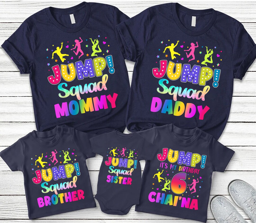 Jump Birthday Party Shirts, Trampoline Party Shirts, Bounce House Party ...