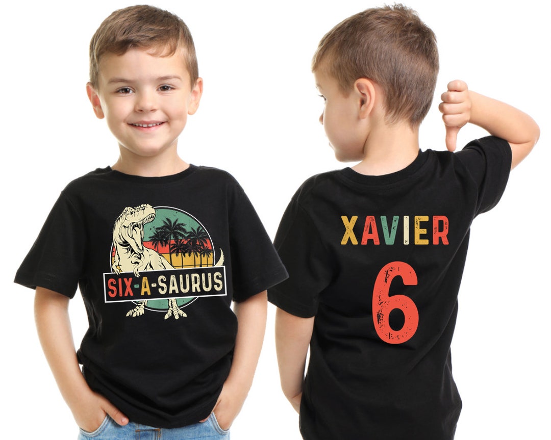 Six A Saurus Birthday T-shirt, 6th Birthday Boy, Sixasaurus Dinosaur ...
