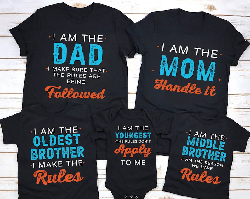 Sibling Matching Shirt Set, Oldest Middle Youngest T-shirts, Family ...