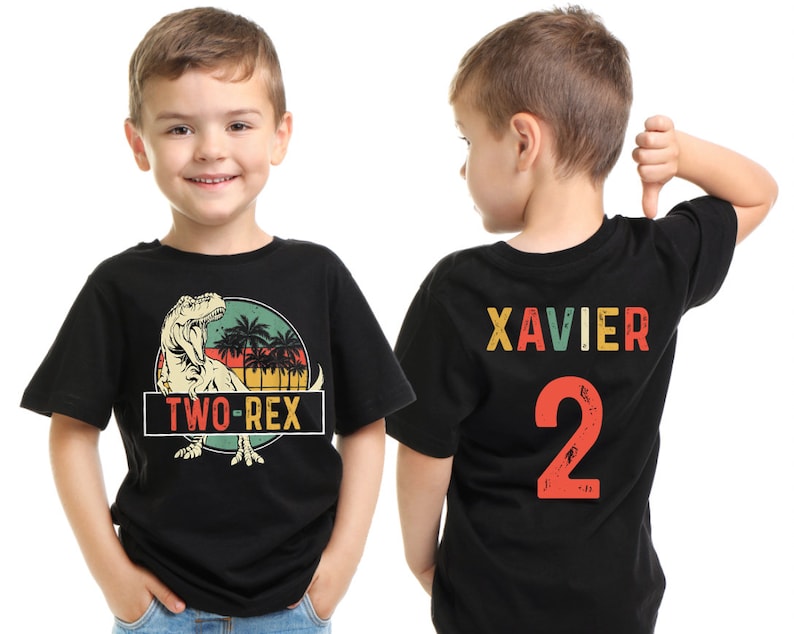 Two Rex Dinosaur Birthday Shirt,2nd Dino Saurus Birthday Shirt,three ...