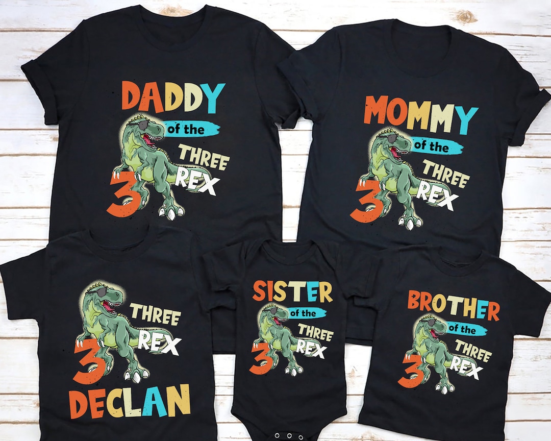 Three Rex 3 Rex Dinosaur Birthday Shirt , 3 Rex Birthday Shirt, Girl ...