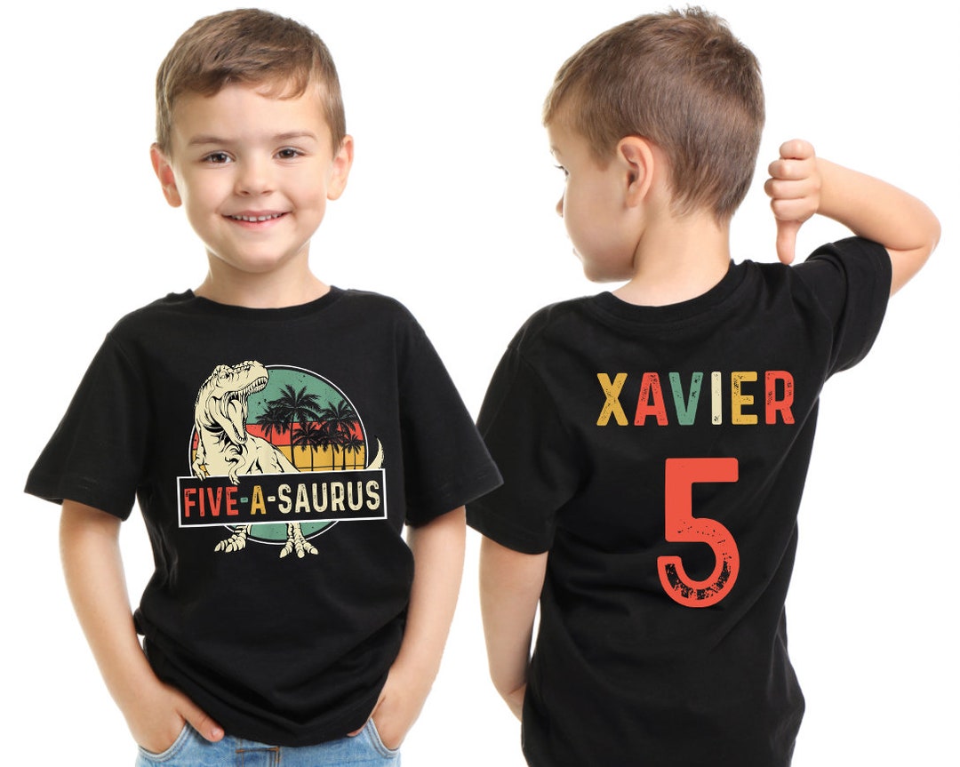 Five A Saurus Birthday T-shirt, 5th Birthday Boy, Fiveasaurus Dinosaur ...