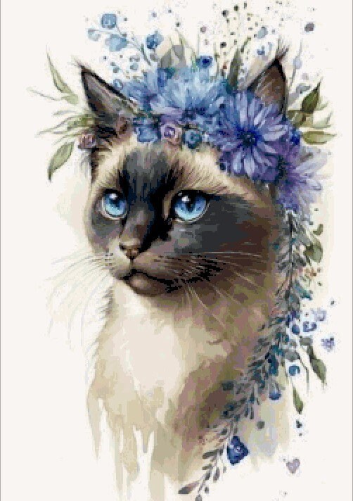 Cross Stitch Pattern Cat Flower Crown - Etsy