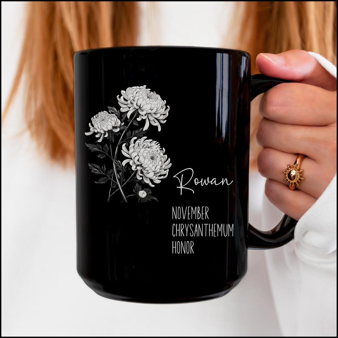 Personalized November Birth Flower Mug: Chrysanthemum Gift - Etsy