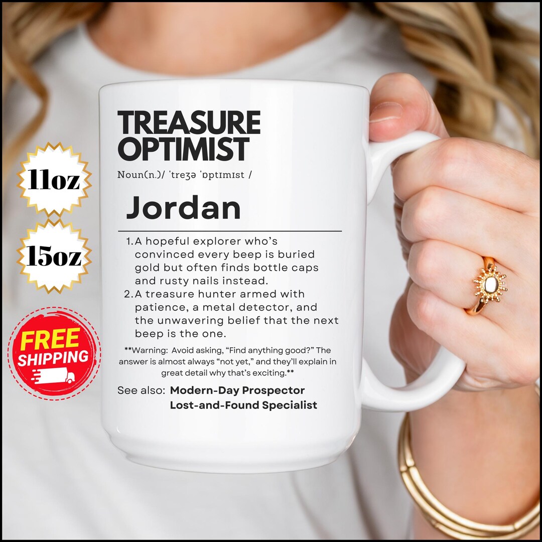 Treasure Optimist Mug: Customizable Metal Detector Gift - Etsy