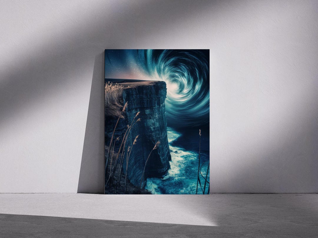 Surreal Cosmic Cliff Digital Art – Vortex Sky Fantasy Wall Print ...