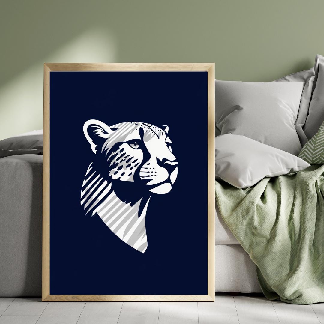 Minimalist Cheetah Poster, Modern Wildlife Wall Art Digital Download - Etsy