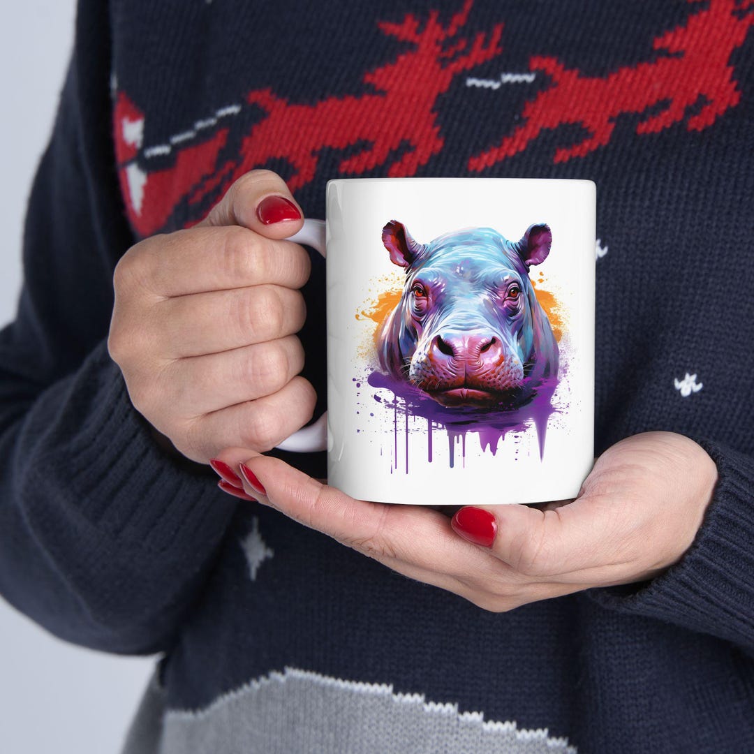 Hippo Ceramic Mug - Cute Animal Coffee Cup, Hippopotamus Tea Mug ...