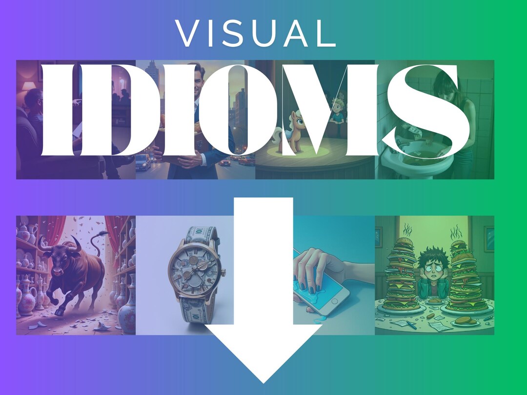 ESL Idioms Visual Cards Bundle | 20 English Idioms Posters With Answer ...