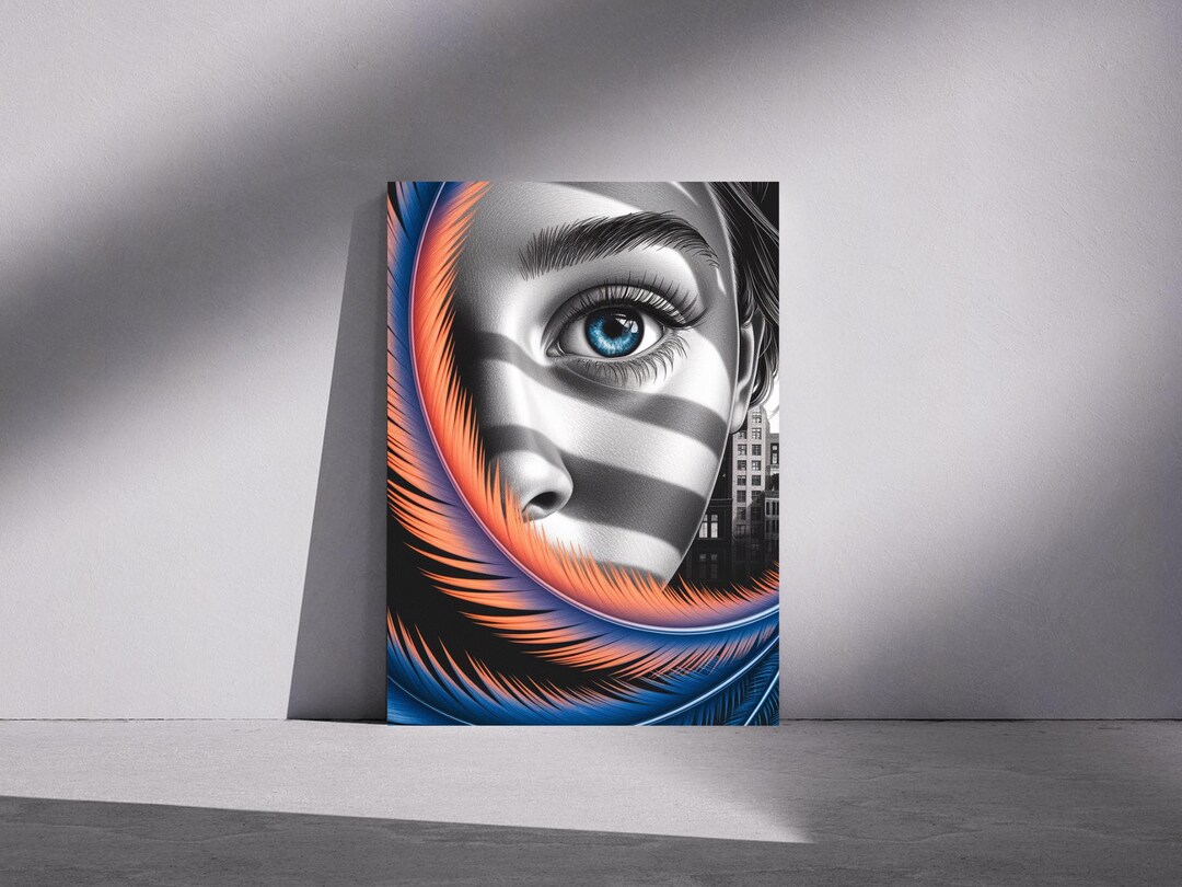 Surreal Eye Art Digital Download – Blue Eye Wall Art With Feathers ...