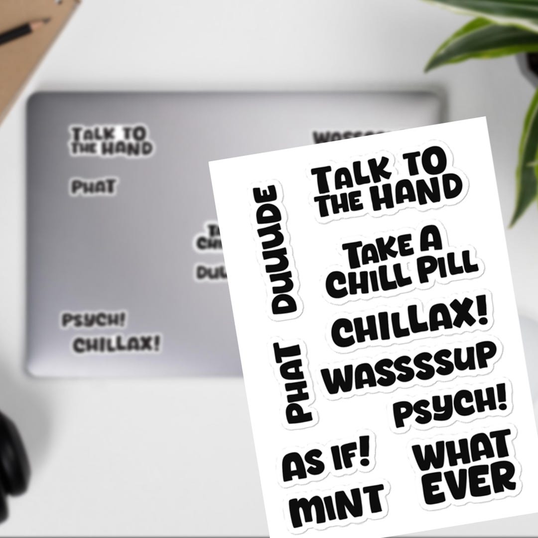 90s Slang Sticker Sheet – Retro Old Skool Stickers for Laptops ...