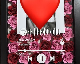 Spotify Flower Shadow Box | Paper Rose Gift | Personalized Gift for ...