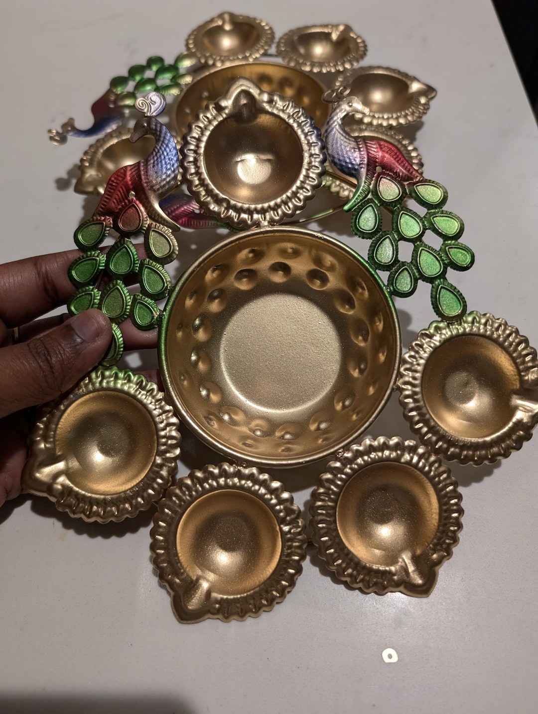 Urli Diya / Urli Decor / Peacock Diya Urli / Pooja Decor / Indian Pooja ...