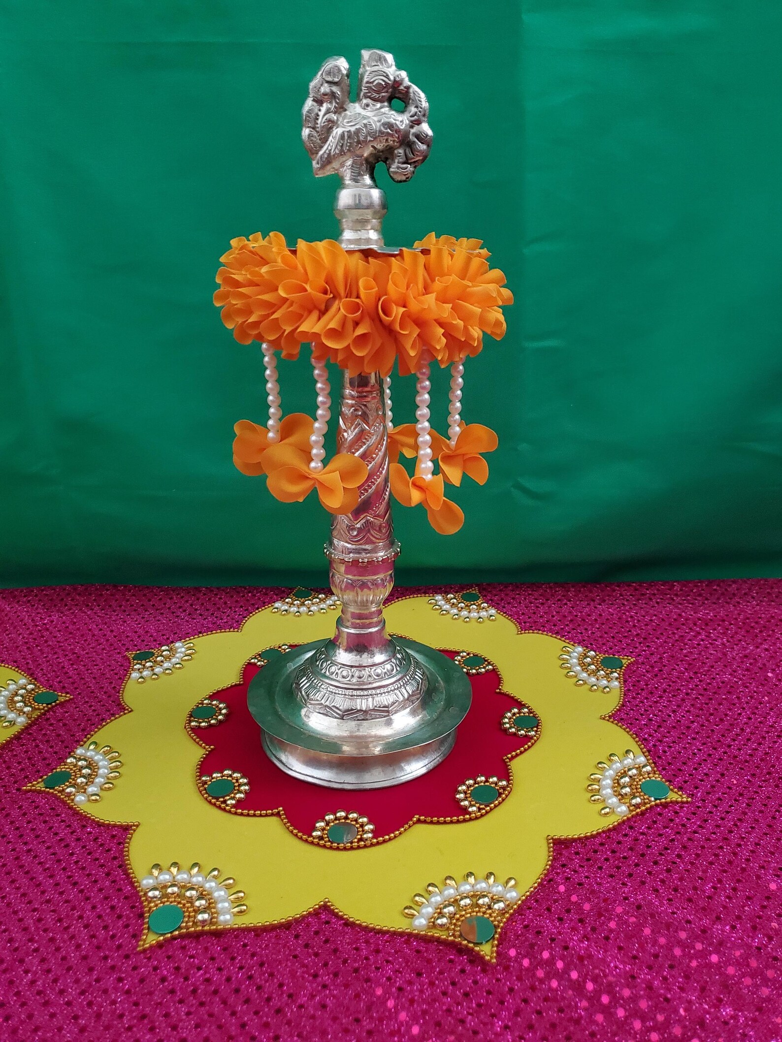 Indian Pooja Decor / Varalakshmi Decor / Diya Tazzel / Deepam / Deepam ...