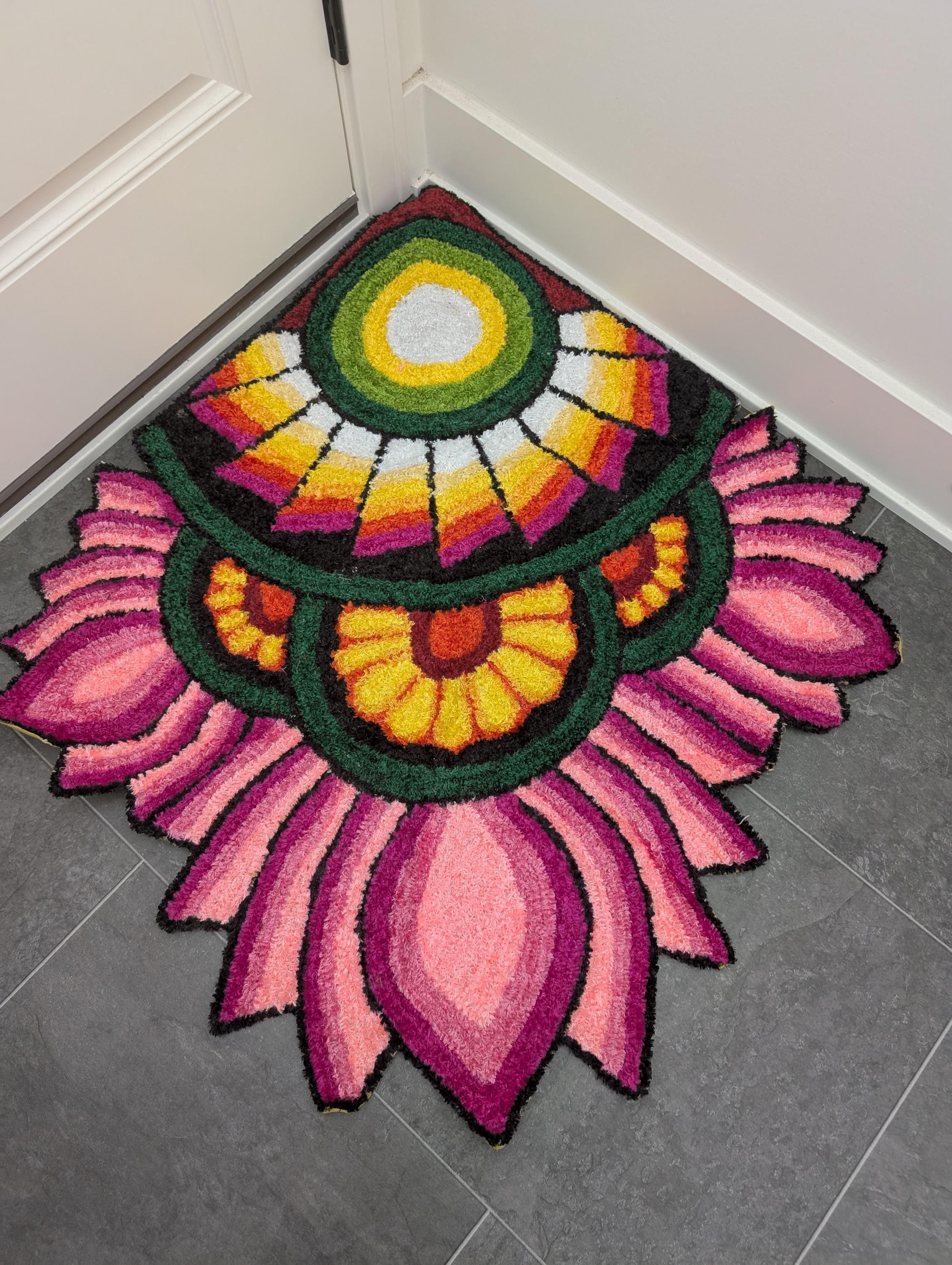 Onam Rangoli Mat/ Pooja Mat/ Onam Decor/ Lotus Mat/ Housewarming Decor ...