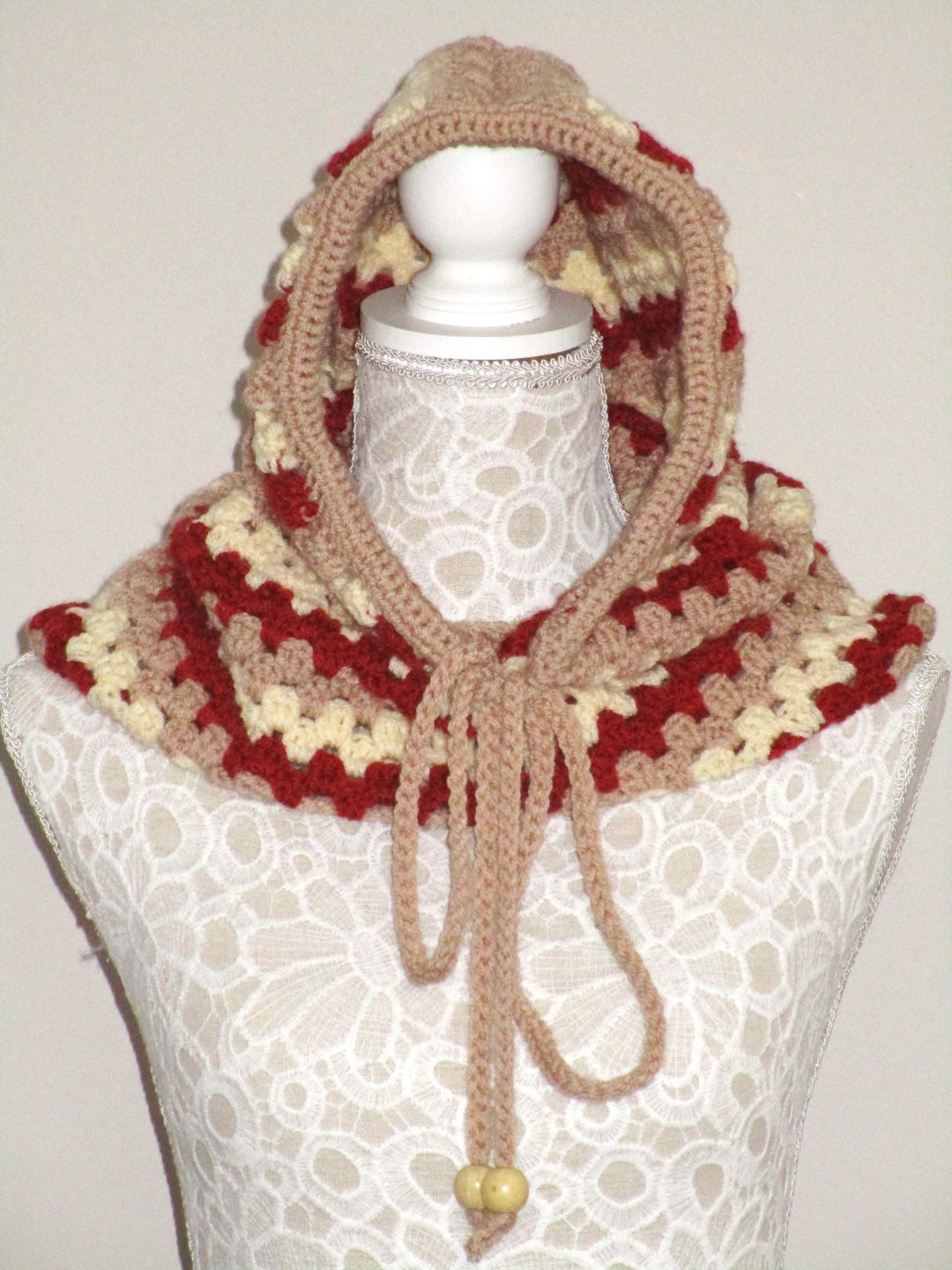 Hand Crochet Hood Snood Cowl Neck Head Warmer Hoodie Collar Balaclava ...