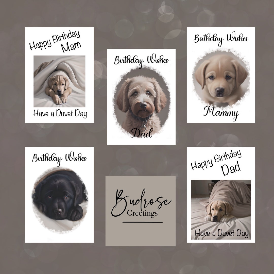 Digital Labrador Birthday Card Making Kit , Printable Card Templates ...