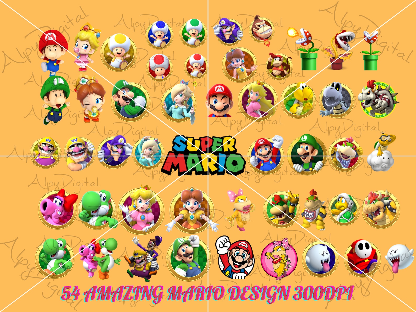 Super Mario Bundle Characters Png,54pcs Super Mario Png,super Mario ...