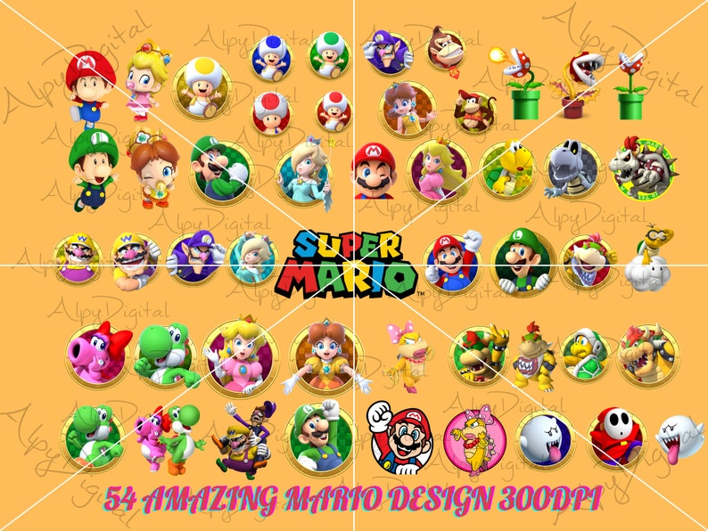 Super Mario Bundle Characters Png,54pcs Super Mario Png,super Mario ...