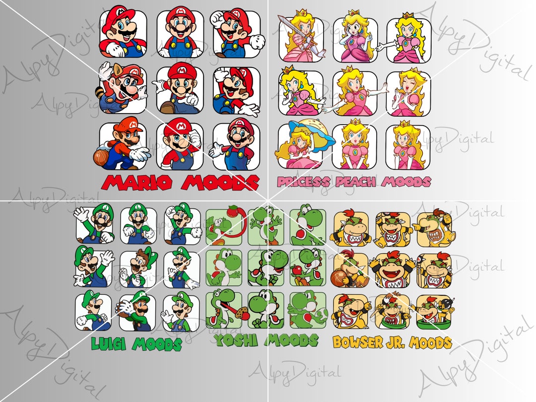 Super Mario Moods Png,princess Peach Moods Png,super Mario All ...