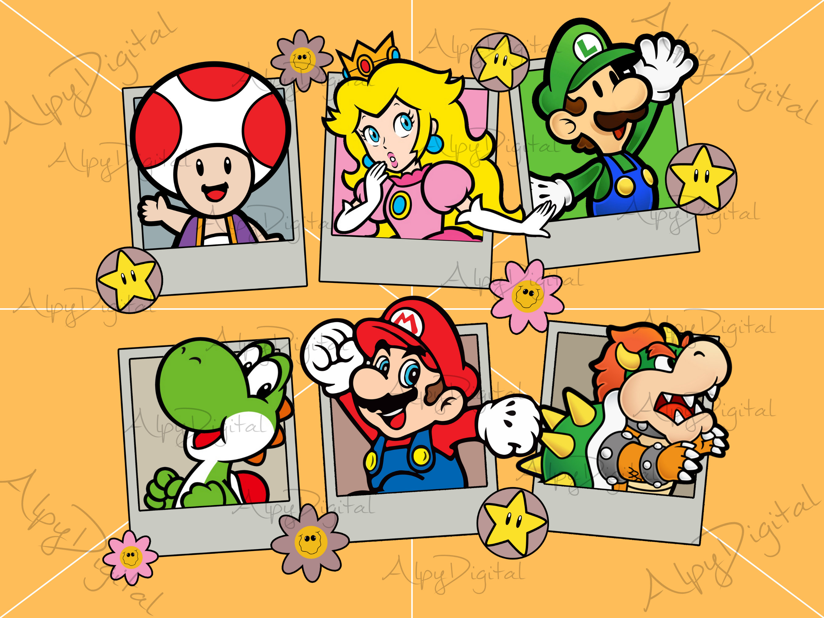 Super Mario and Princess Peach Svgpeach Luigi Yoshi Toad and - Etsy