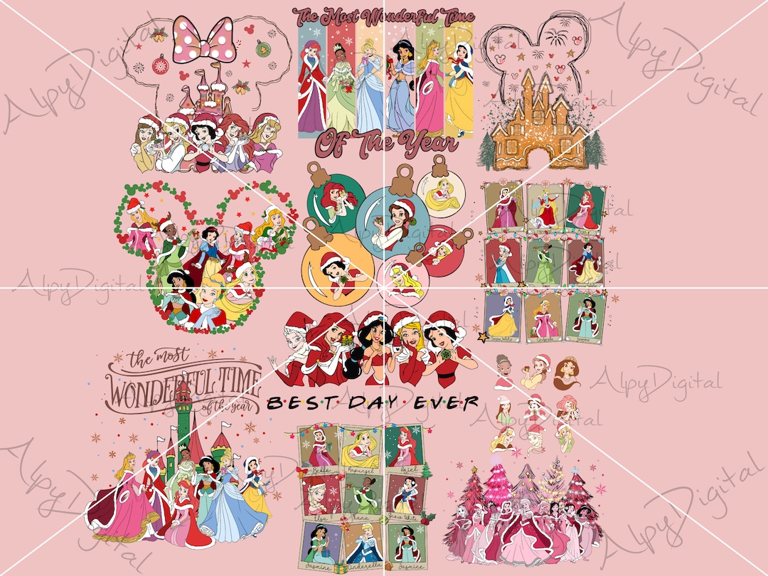 Christmas Princess Bundle Png, Princess Christmas Png, Princess ...