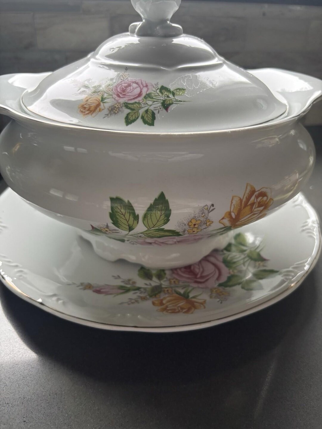Vintage Leart Brazil Soup Tureen and Plate. Floral - Etsy