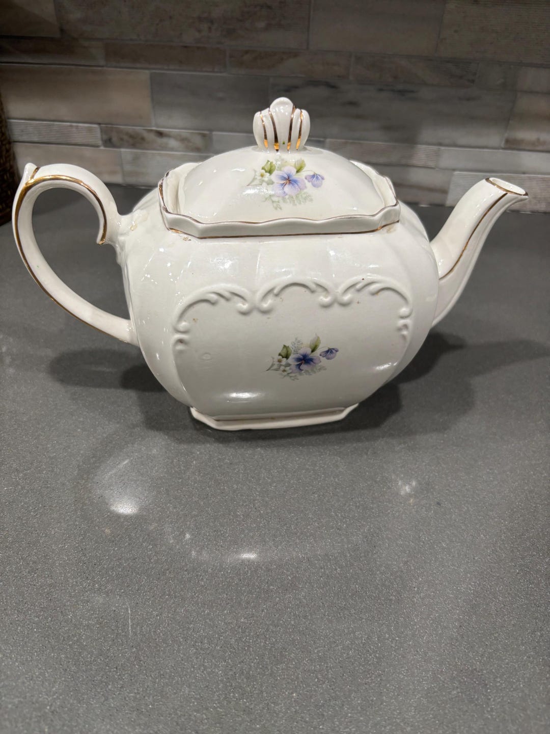 Vintage Windsor Sadler Tea Pot. Purple Pansies - Etsy