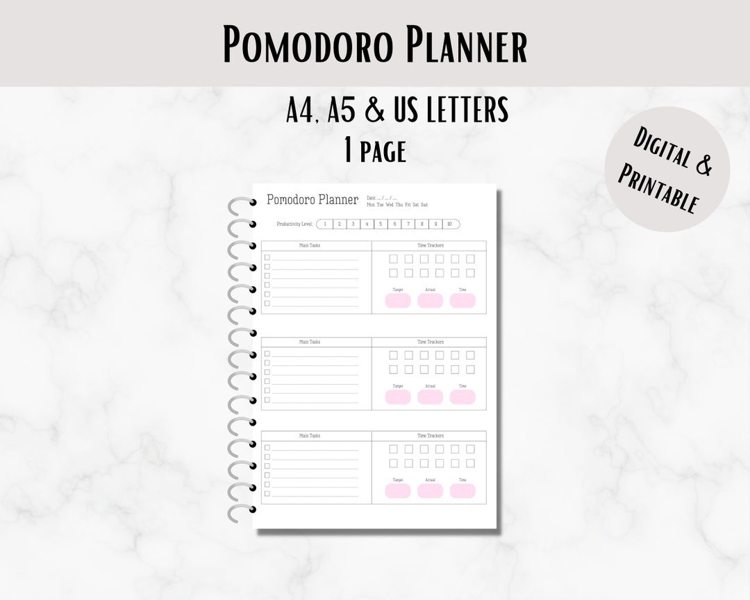 Pomodoro Planner Pomodoro Tracker Digital Pomodoro Planner - Etsy