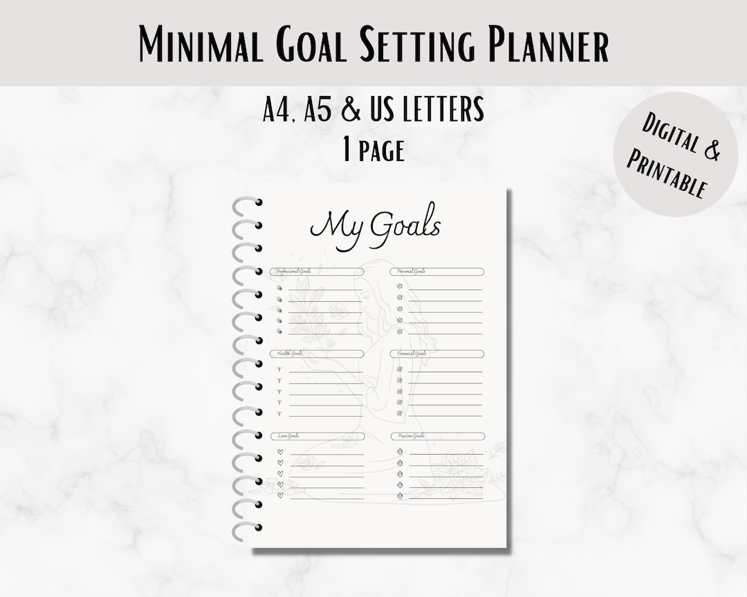 Minimal Goal Setting Planner Goal Setting Template Goal - Etsy
